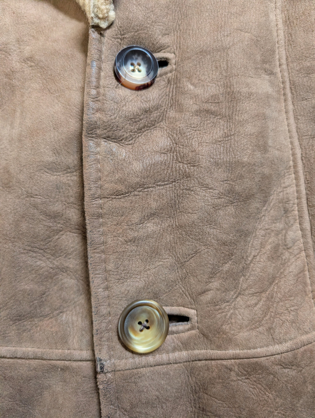 Vintage British Women's British Lambsuede Shearling Coat XL Beige ...