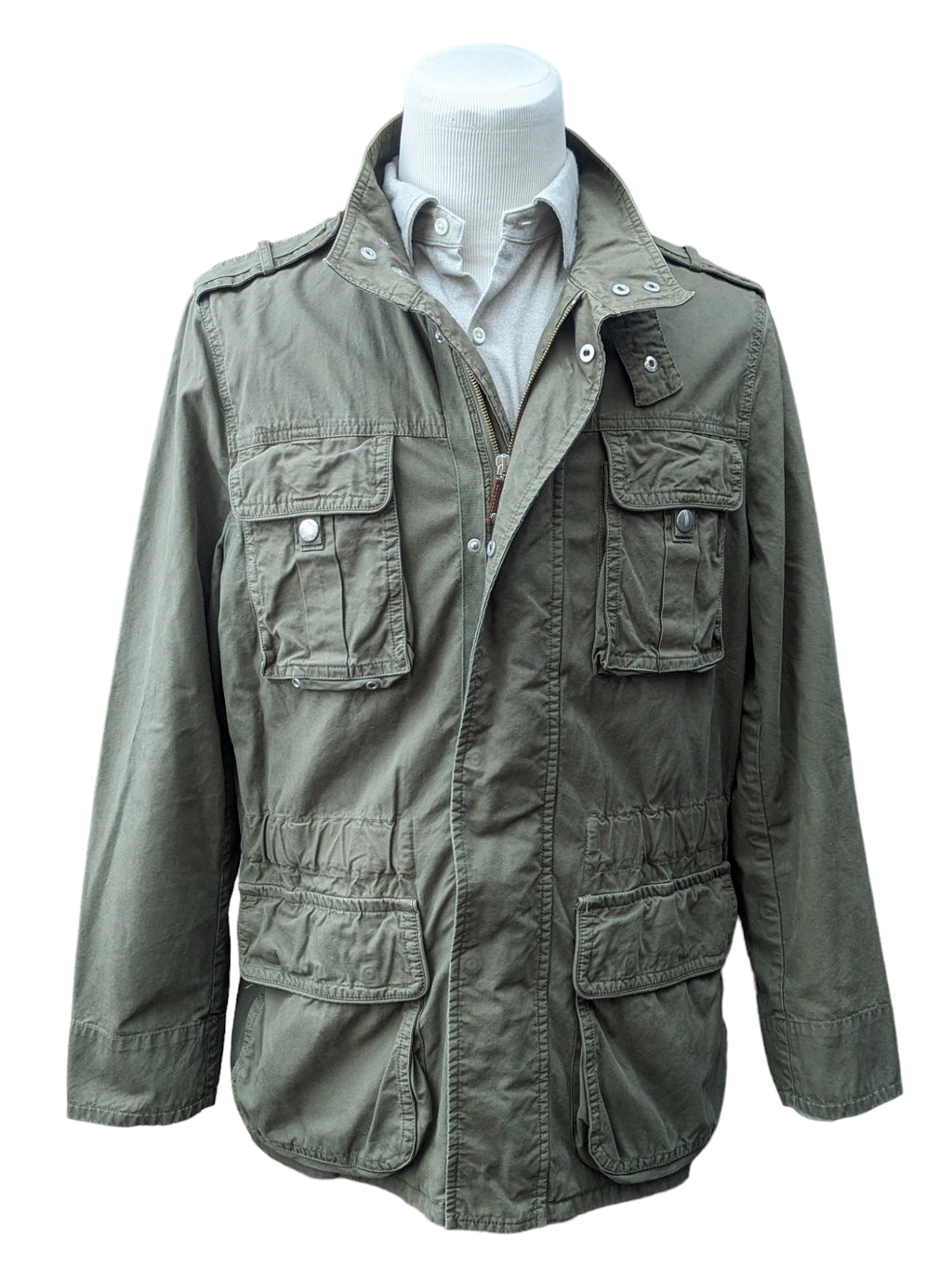Hackett Field Jacket L Faded Khaki Green Cotton – eHABERDASHER
