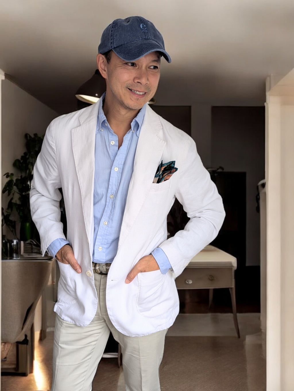 eHABERDASHER Dad Cap Denim Blue Brushed Cotton