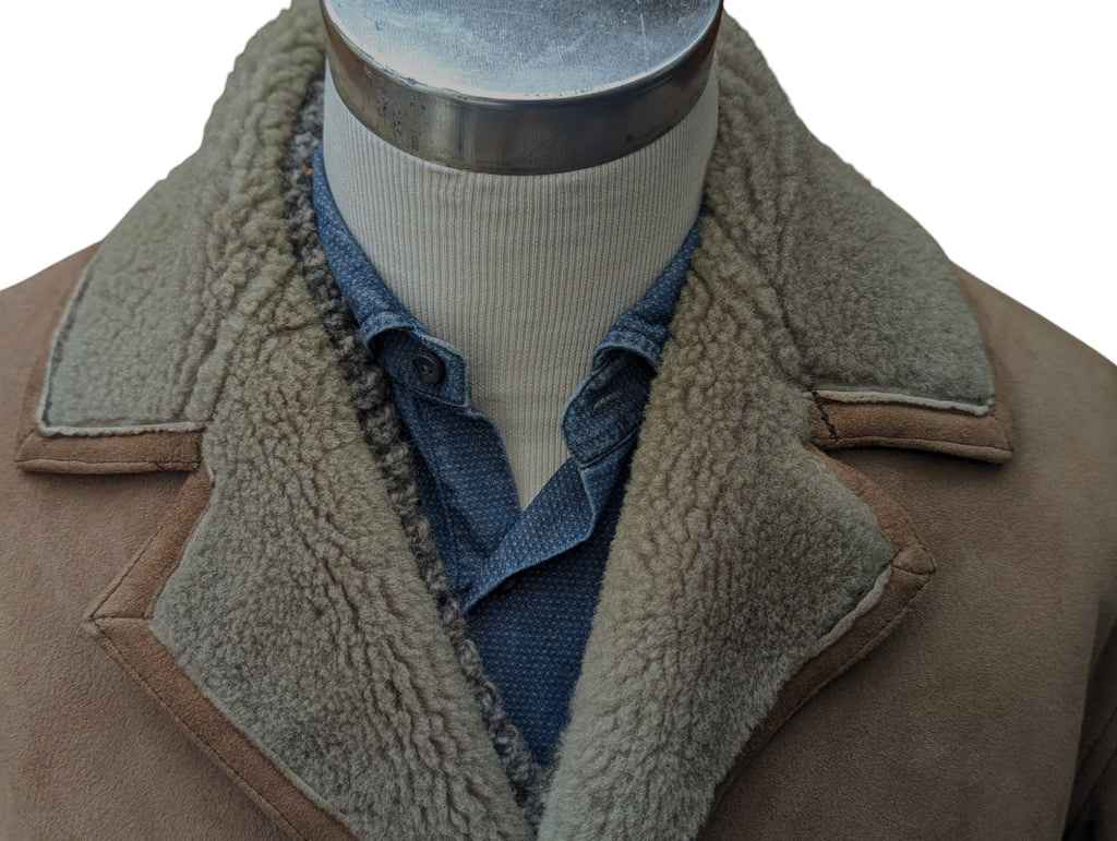 Vintage Richard Draper Leather Lambsuede Shearling Coat L/XL Tan/Sand ...