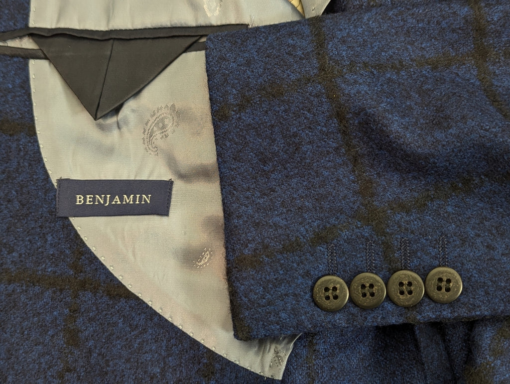Benjamin Angelico Sport Coat Blue Windowpane 2-button Soft Shoulder Wo ...