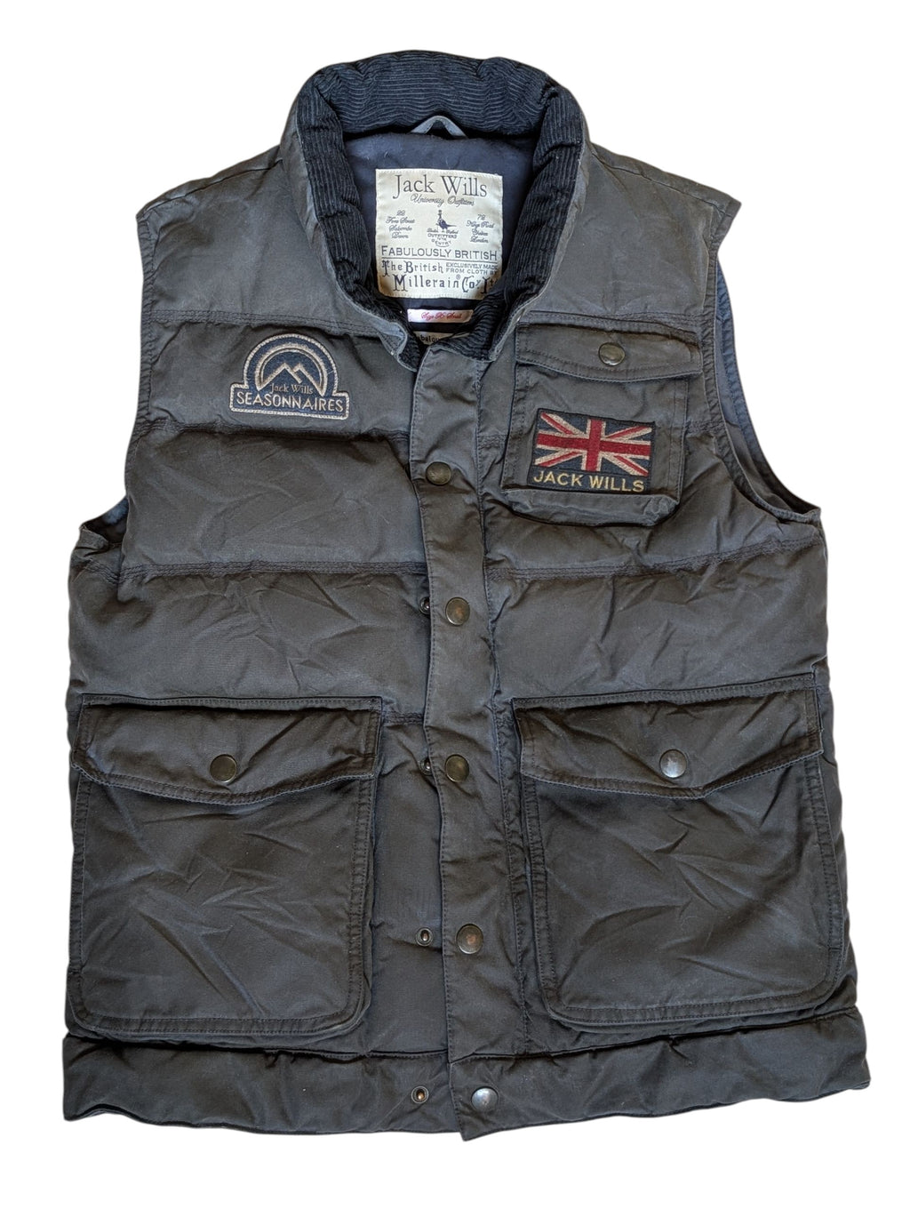 Jack Wills x British Millerain Vest/Gilet XS/S Blue Waxed Cotton ...