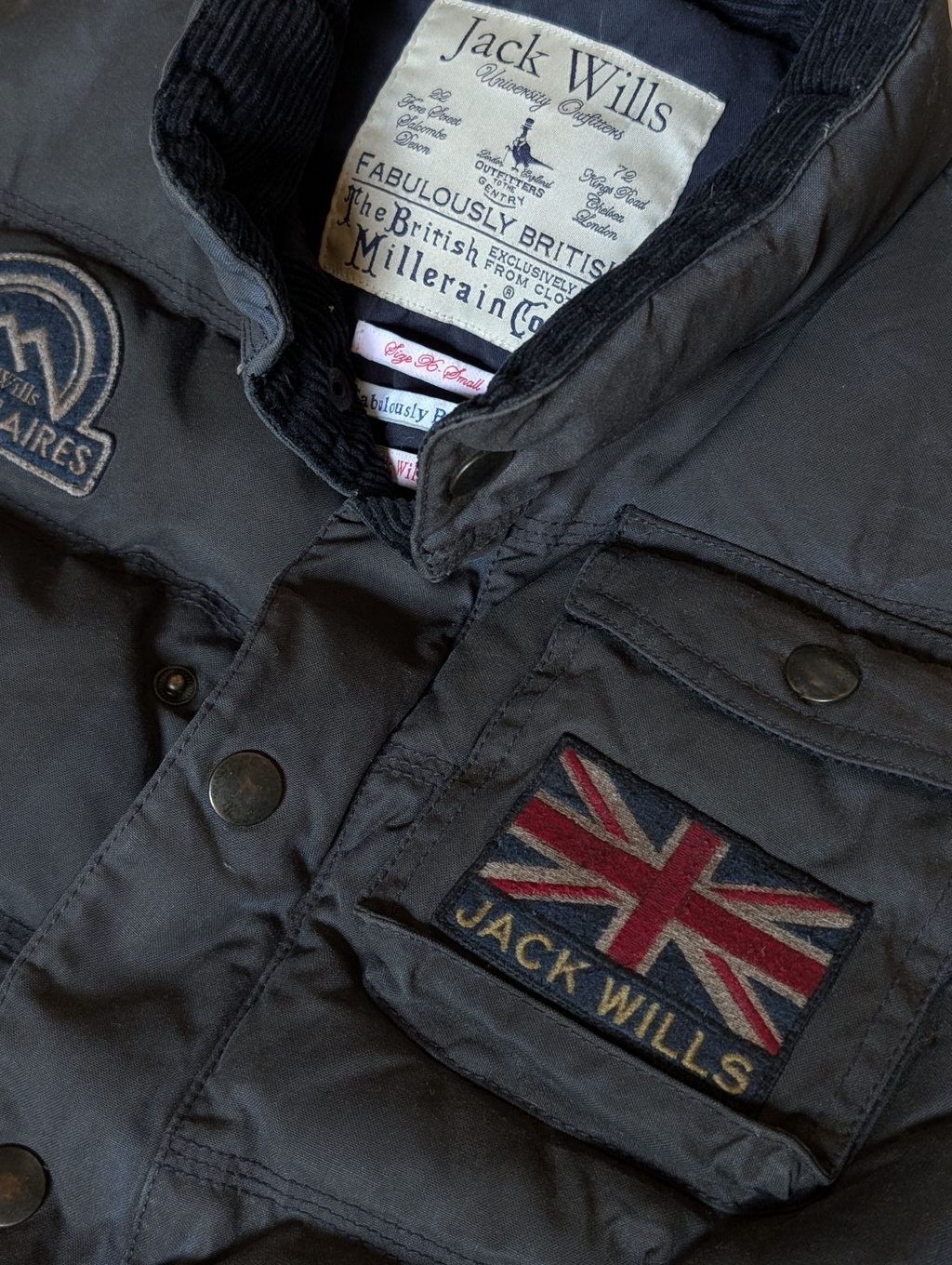 Jack Wills x British Millerain Vest/Gilet XS/S Blue Waxed Cotton ...