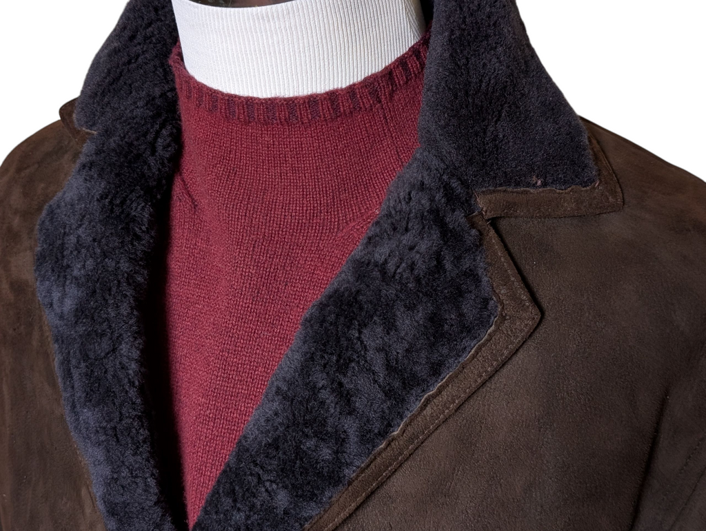 Vintage Richard Draper Leather British Shearling Coat 40/M Chocolate B ...
