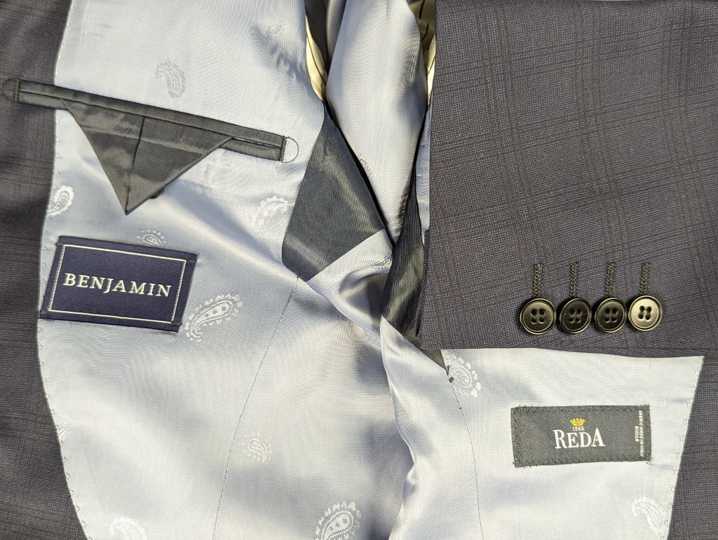 Benjamin Suit Navy Subtle Plaid 2-Button REDA Wool – eHABERDASHER