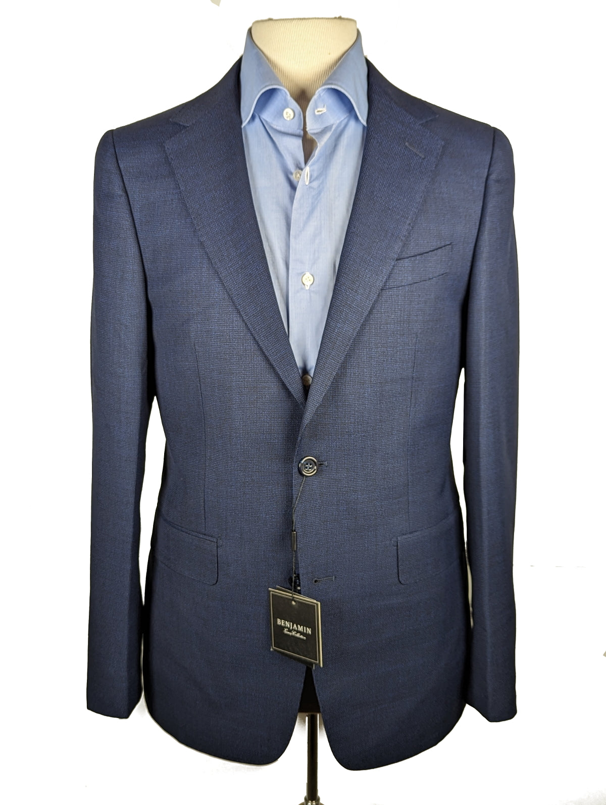 Benjamin Suit Navy Subtle Weave 2-Button DRAGO Wool – eHABERDASHER