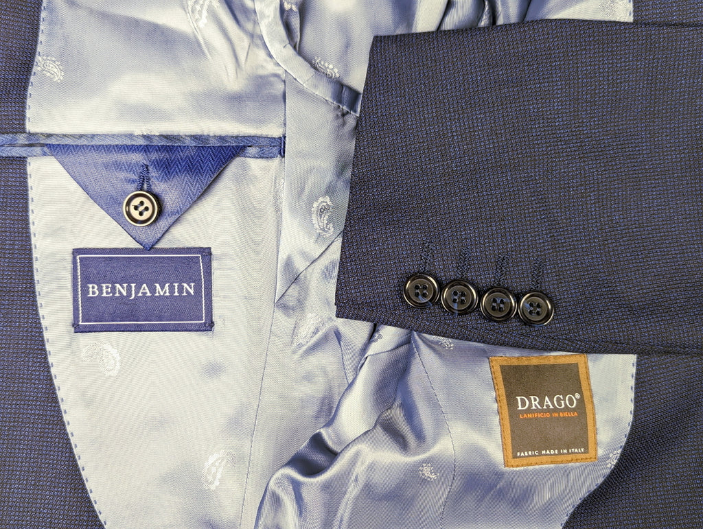 Benjamin Suit Navy Subtle Weave 2-Button DRAGO Wool – eHABERDASHER