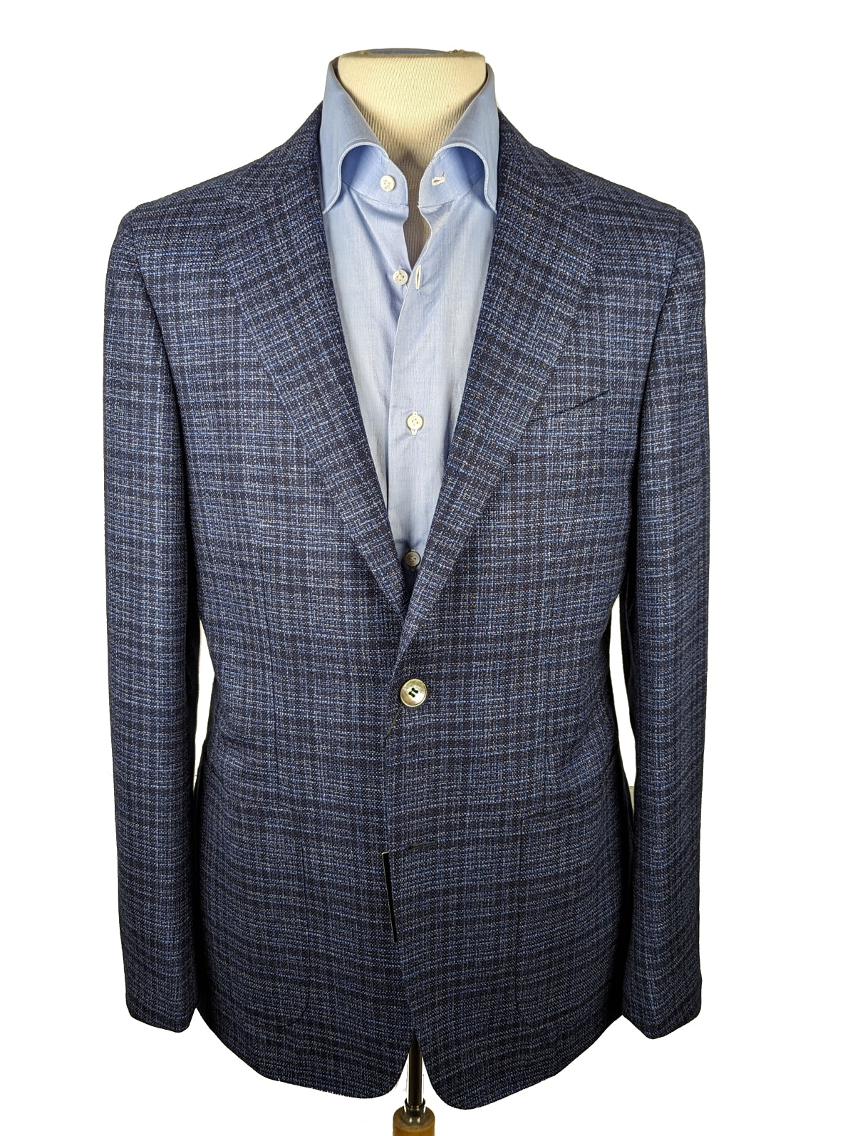Benjamin Cerruti Sport Coat Blue Modern Plaid 2-button Soft Shoulder W ...