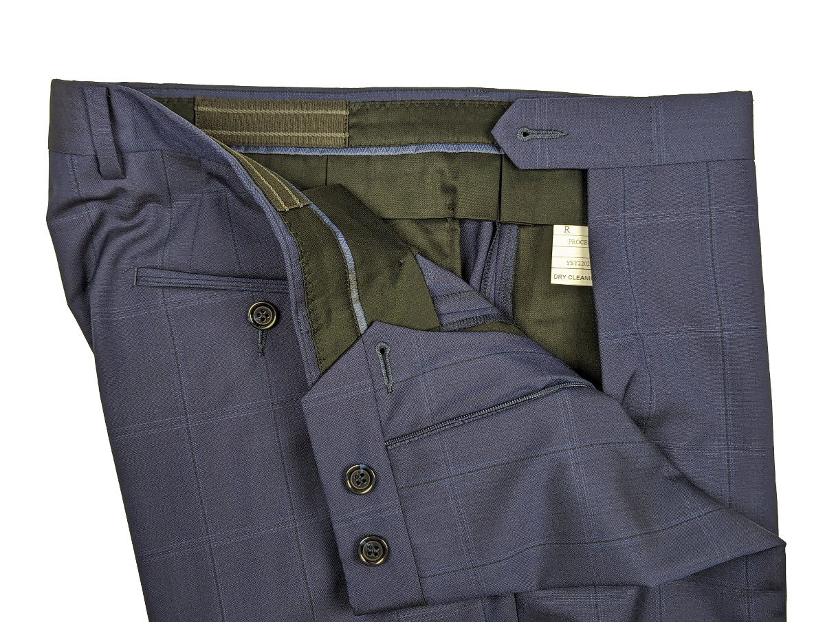 Benjamin Suit Mid Blue Windowpane 2-Button VBC Wool – eHABERDASHER