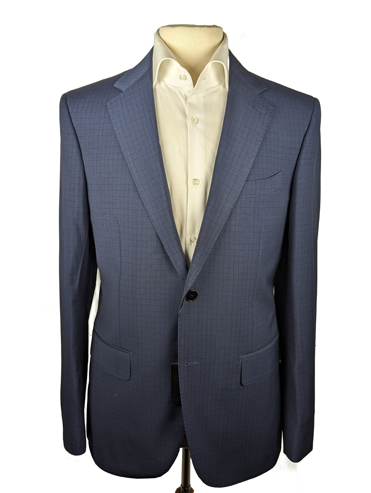Benjamin Suit Navy Grid Check 2-Button Marzotto Wool – eHABERDASHER