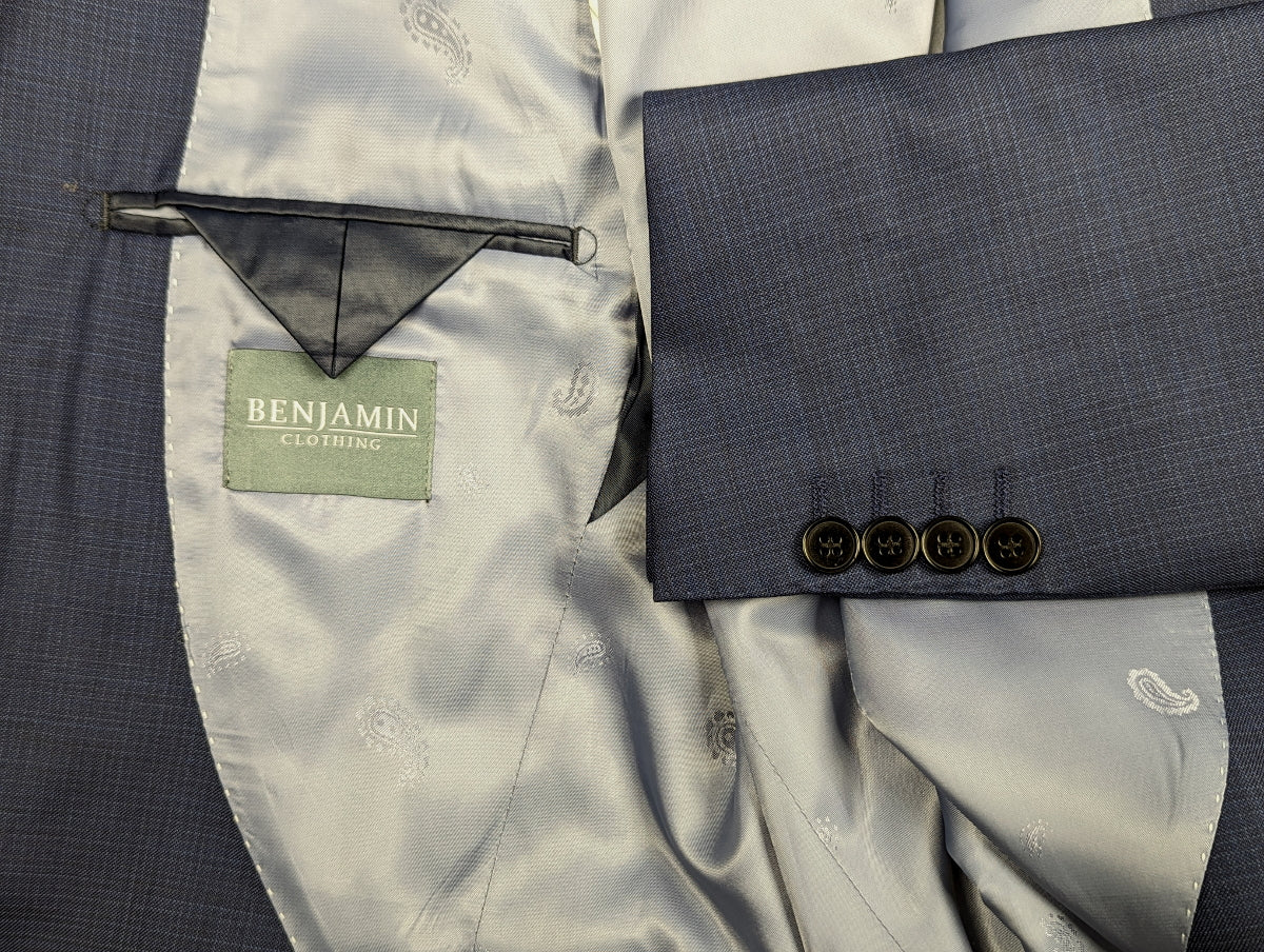 Benjamin Suit Blue Grid Weave 2-Button Cerruti Wool – eHABERDASHER