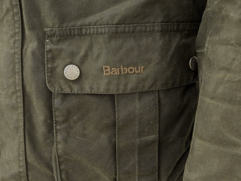 Barbour Motorcycle Jacket S Dark Olive Green Duke Waxed Cotton ...