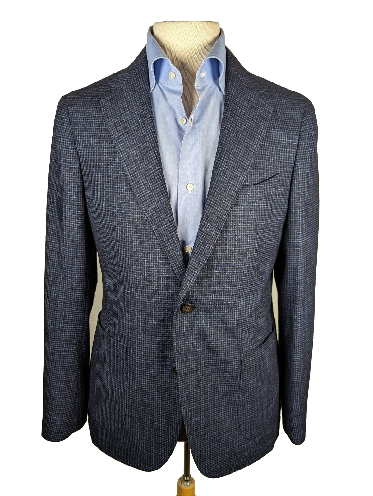 Benjamin VBC Sport Coat Dark Blue Mini-Check 2-button Soft Shoulder Wo ...